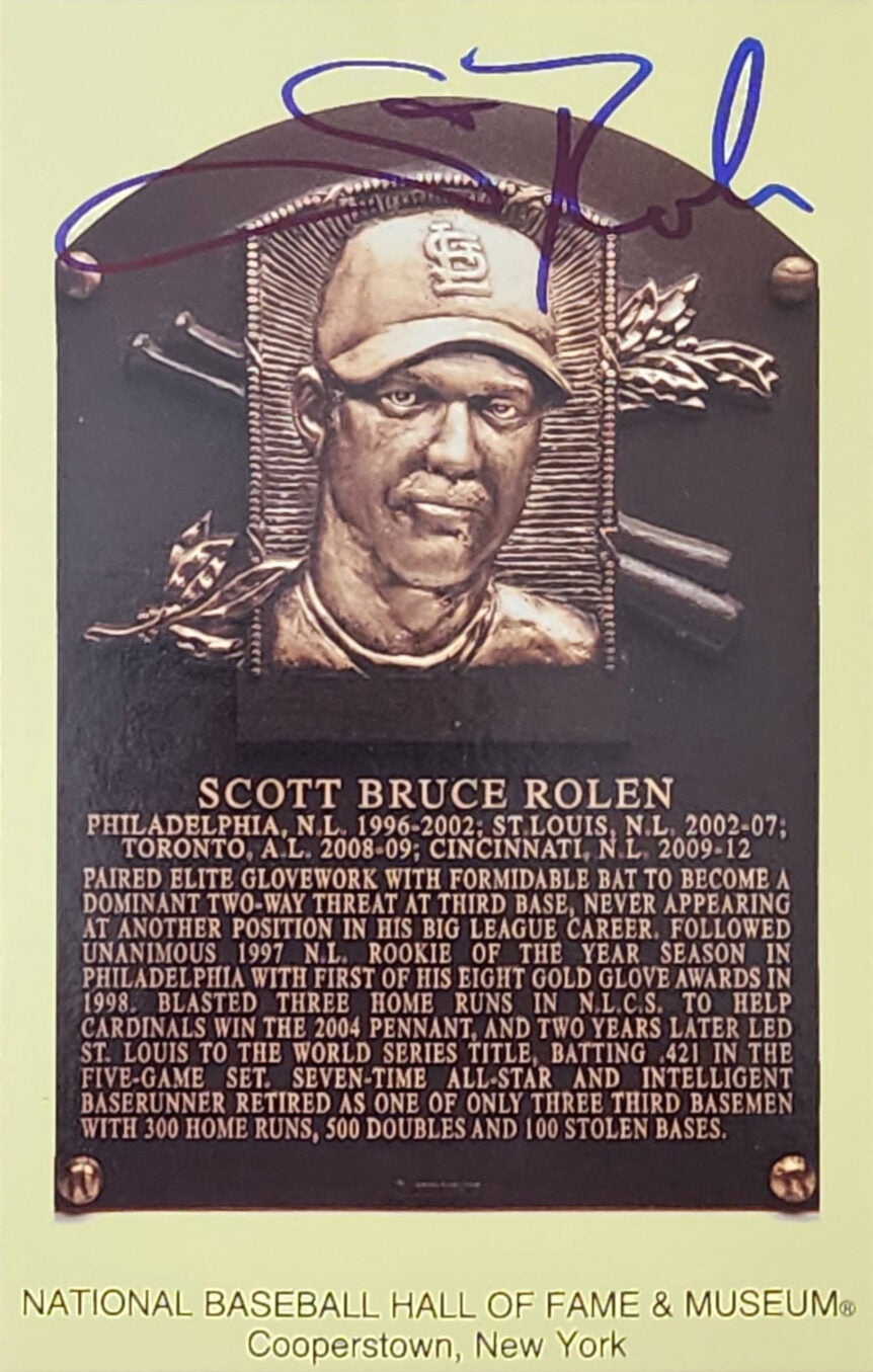 Scott Rolen Autographed Baseball Hall of Fame Plaque Postcard ...